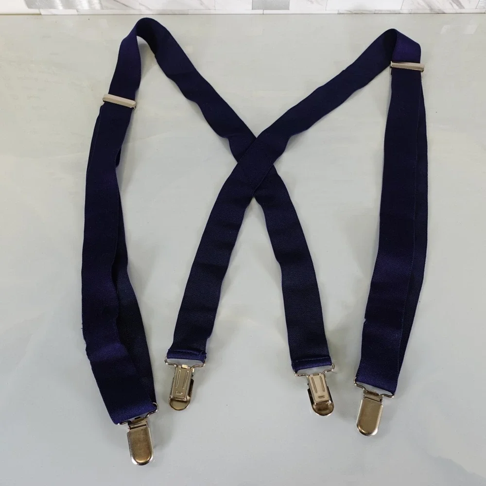 Handmade | Accessories | Suspender Mens Blue Leather Formal Clip On ...